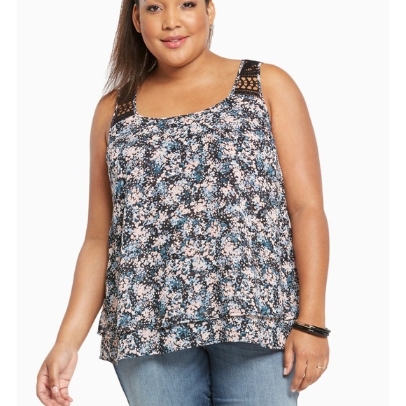 torrid | Tops | Torrid Like New Layered Chiffon Crochet Tank Sz 2 ...